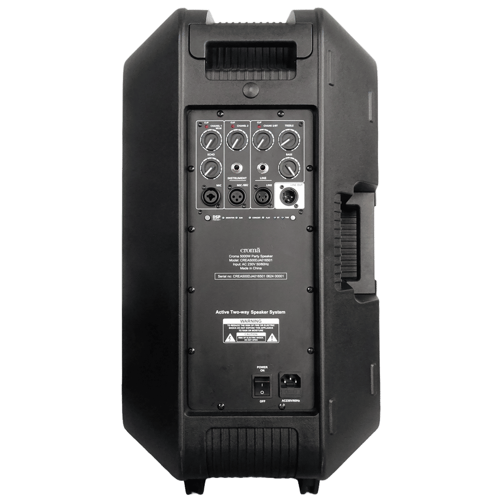 Buy Croma 500W Bluetooth Party Speaker with Mic (4 Preset DSP, 2.1 Channel, Black) Online - Croma